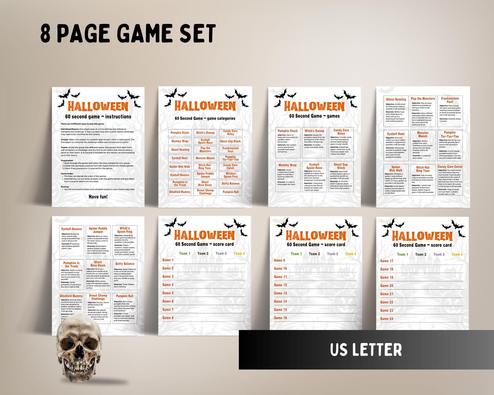 Fun Halloween Party 60 Second Games - Instant Printable for Teens ...
