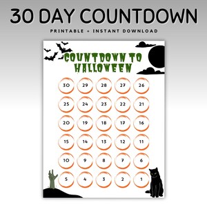 Spooky 30 Day Halloween Countdown Printable - DIY Decor for October Fun ...