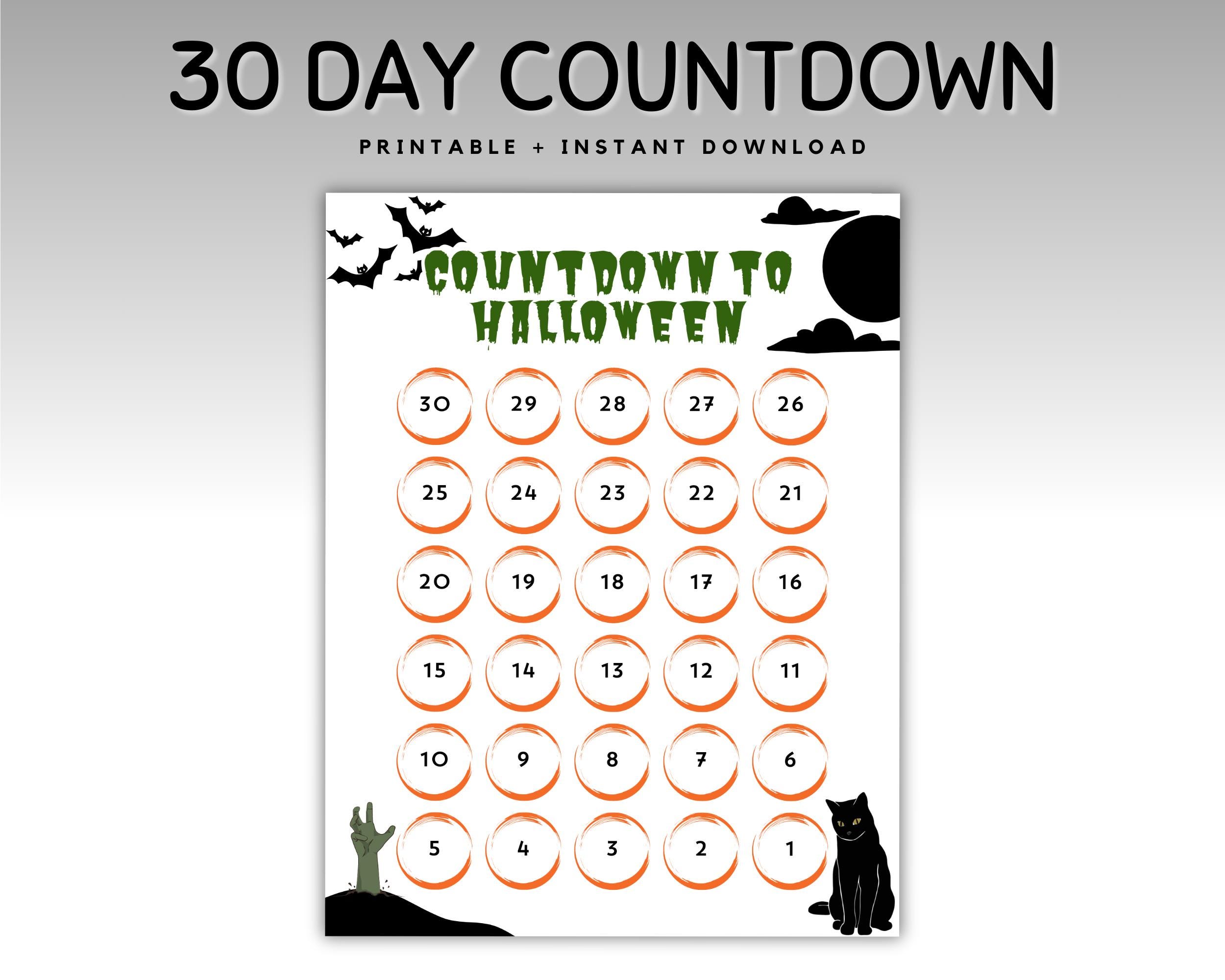 Spooky 30 Day Halloween Countdown Printable - DIY Decor for October Fun ...