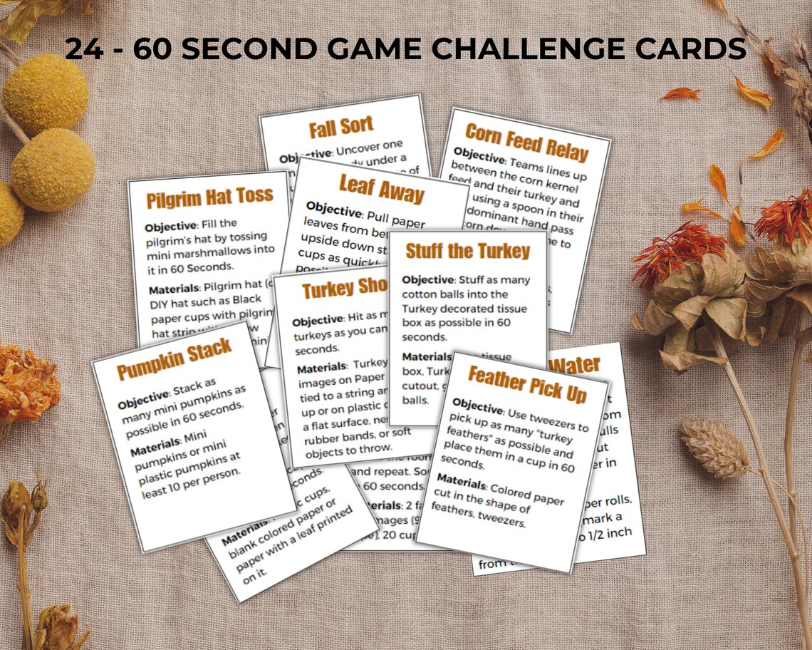 60 Second Thanksgiving Game Set - Fun for Family Gatherings! Fast-paced ...