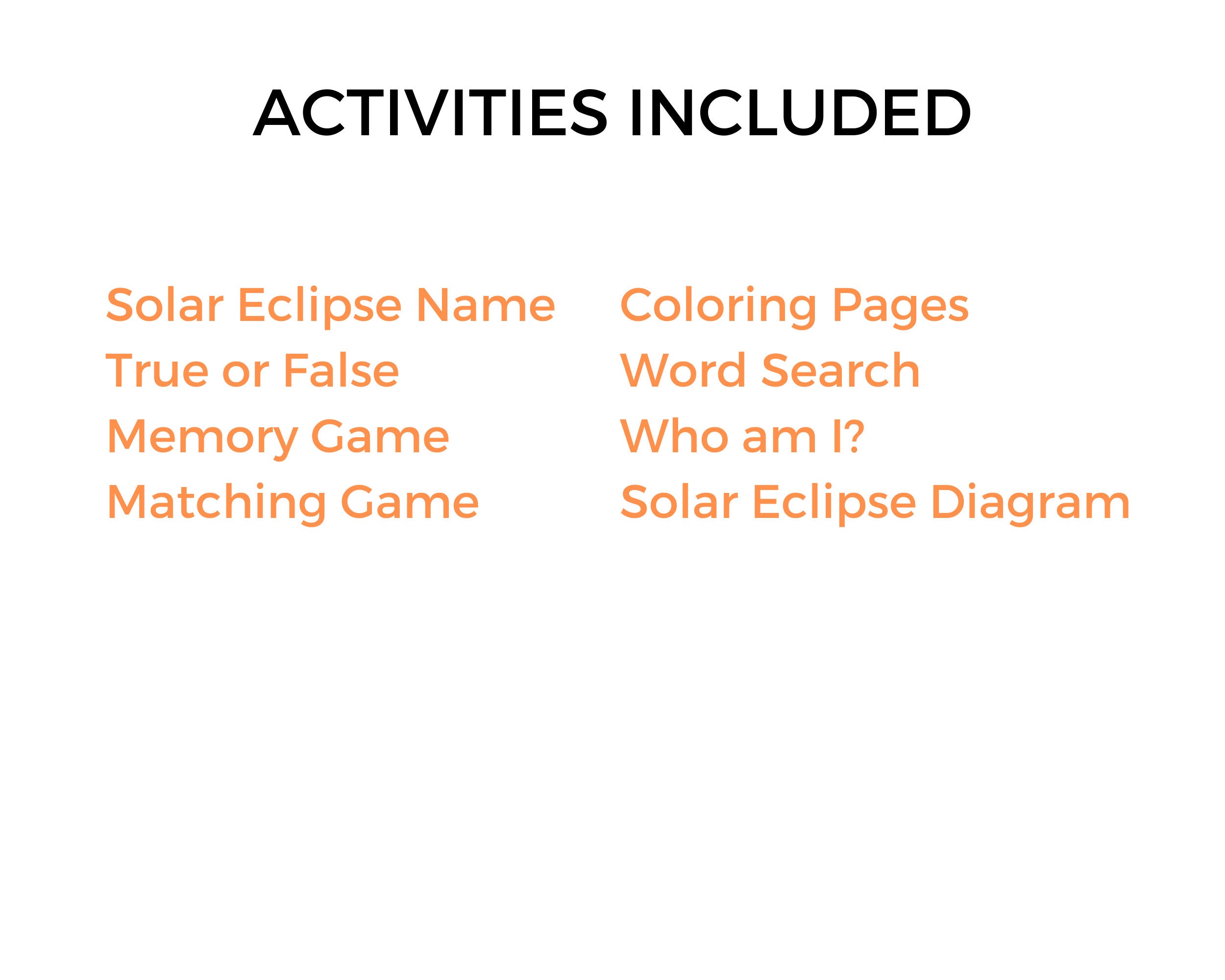 Total Solar Eclipse Activities, Solar Eclipse Bundle, Eclipse Games ...