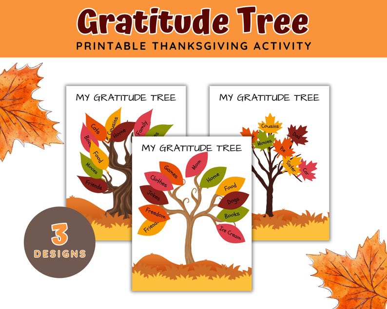 My Gratitude Tree Activity Printable, Gratitude Tree Craft Kit for Kids ...