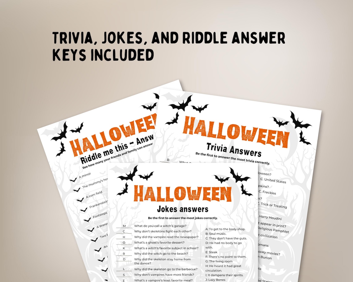 Spooky Halloween Riddles and Jokes Printable Set for Teens, Printable ...