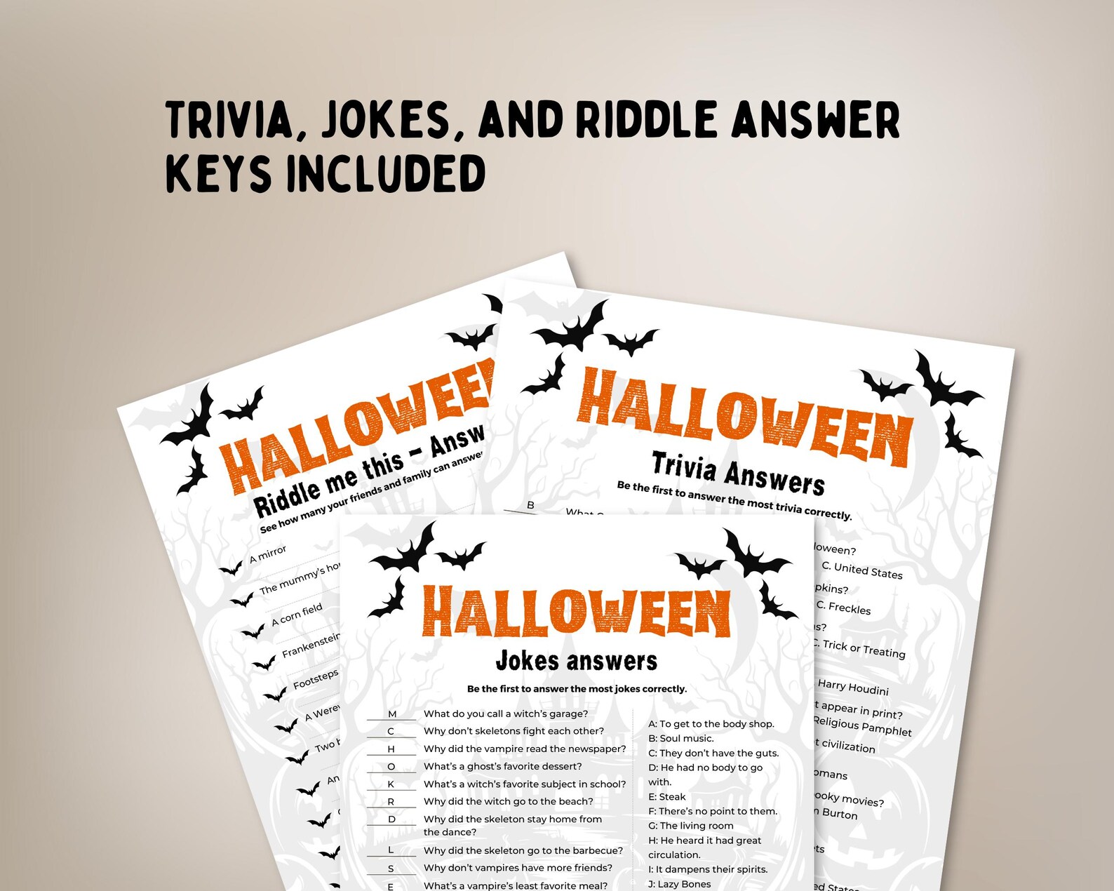 Spooky Halloween Riddles and Jokes Printable Set for Teens, Printable ...