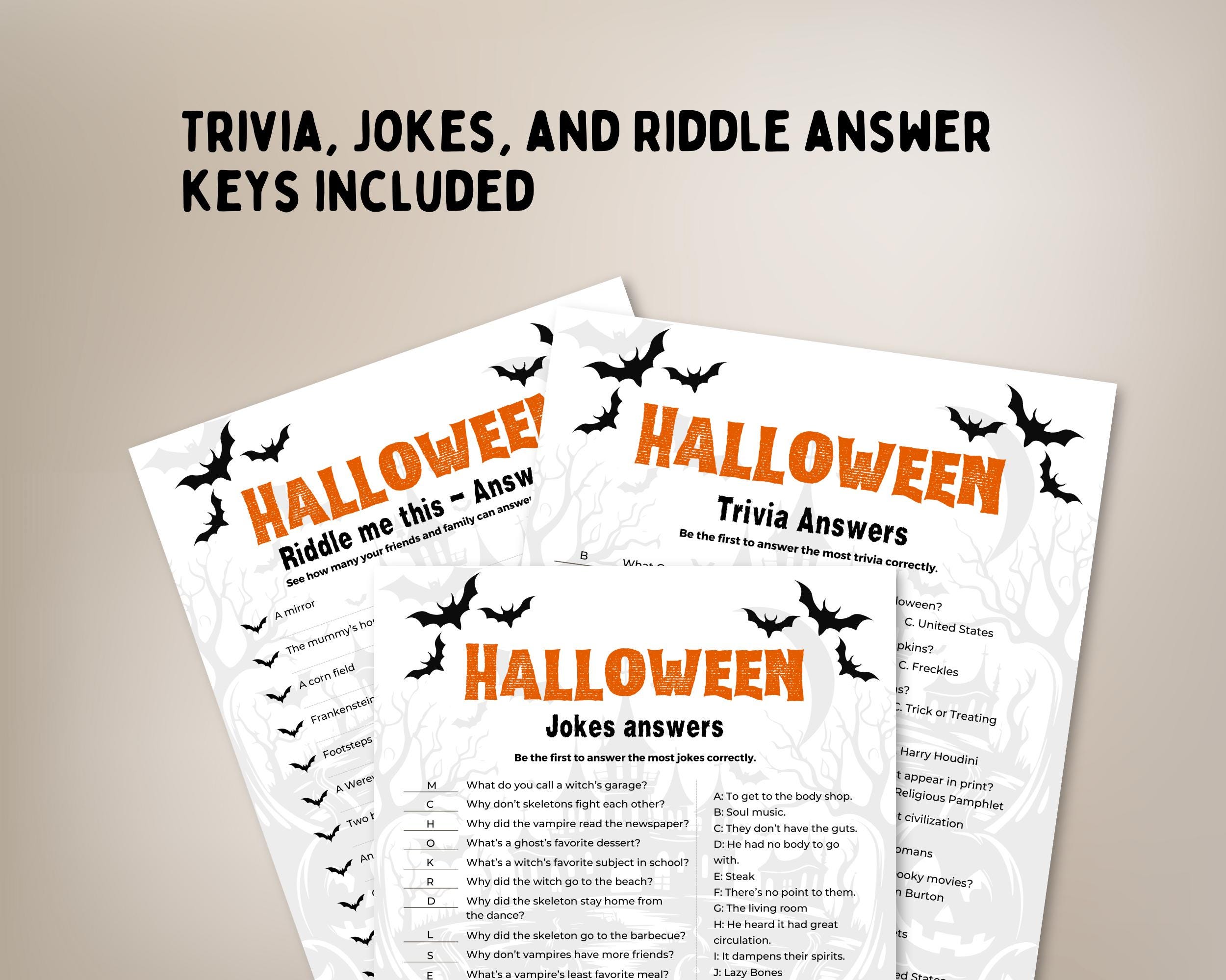 Spooky Halloween Riddles and Jokes Printable Set for Teens, Printable ...