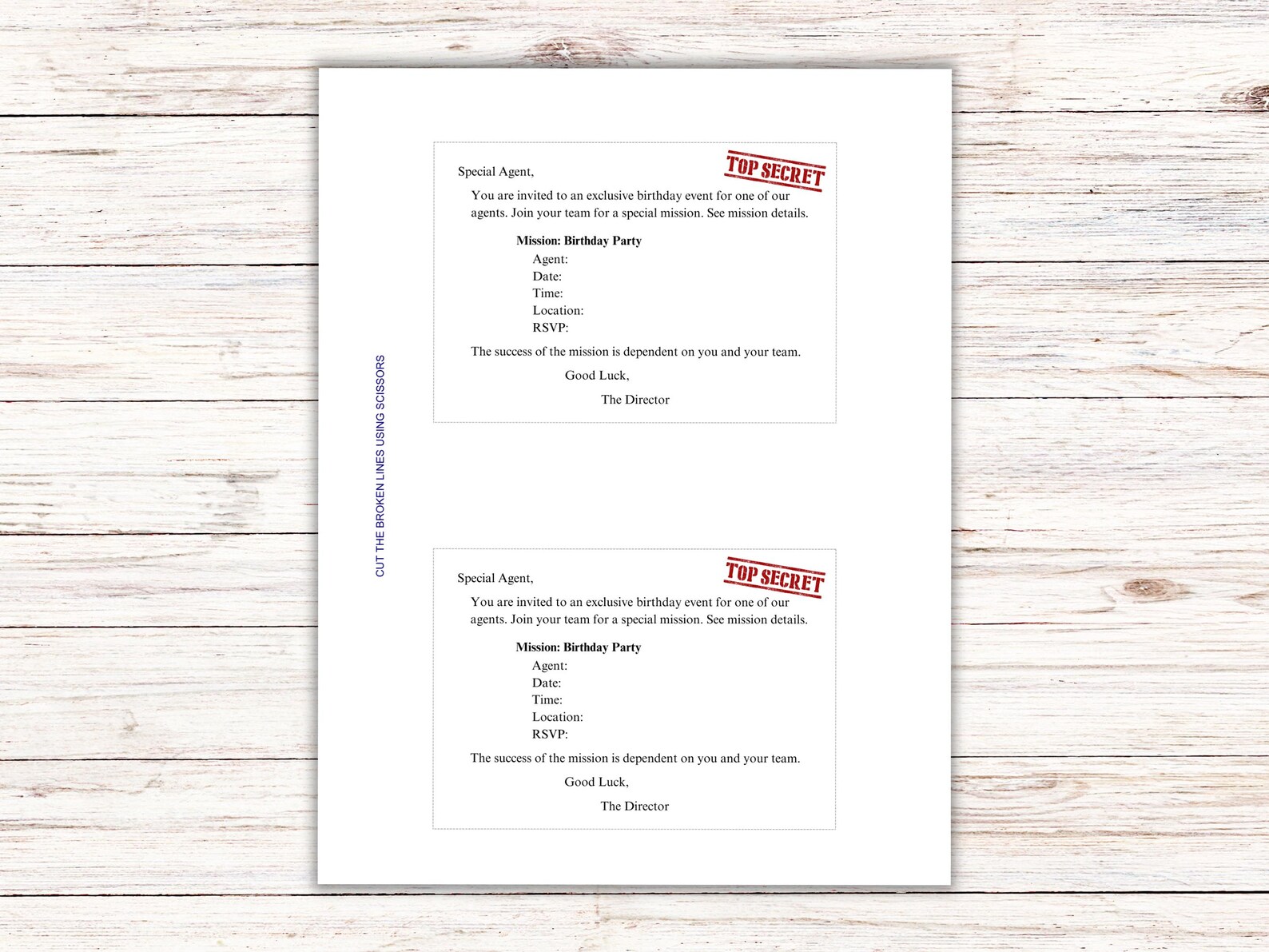 DIY Printable Special Agent Birthday Party Invitations - Detective ...