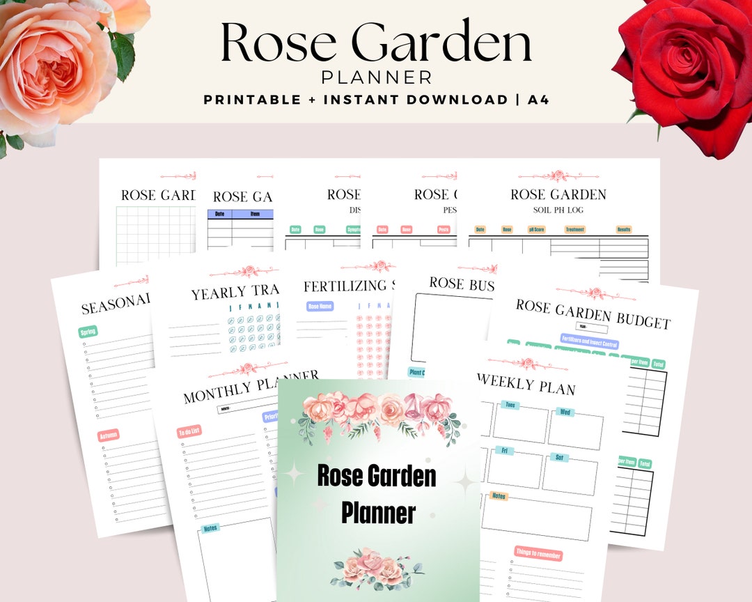 Rose Garden Planner, Printable for Organizing Your Rose Care, Rose Bush ...