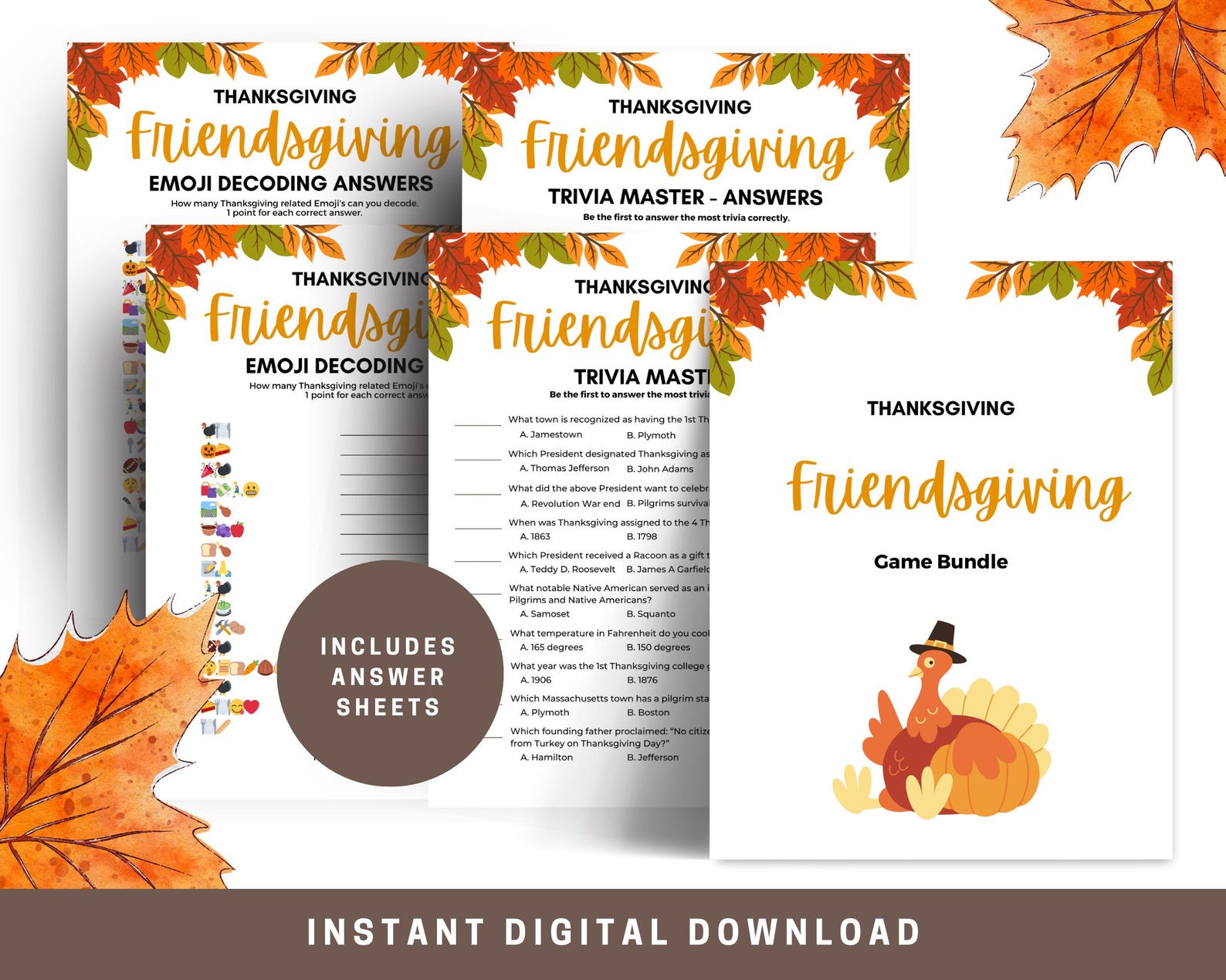 Fun Friendsgiving Printable Game Set - Gather & Play! Ultimate ...