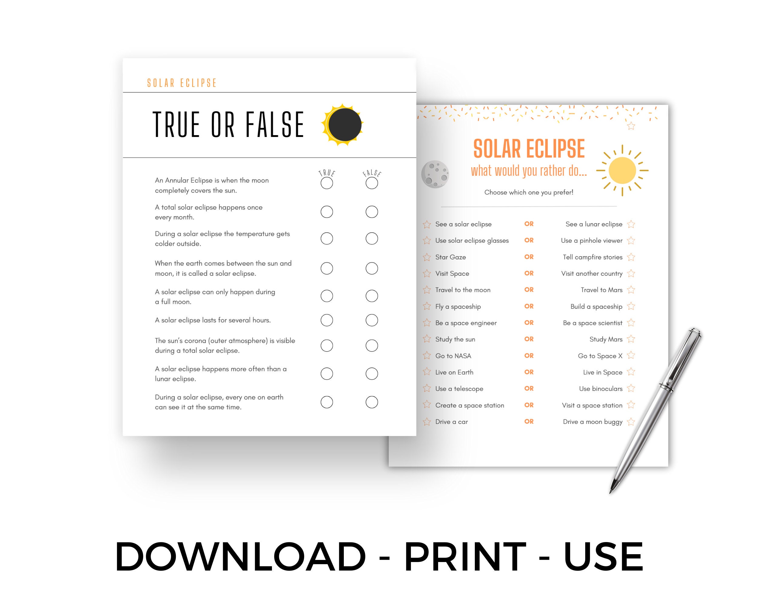 Total Solar Eclipse Activities, Solar Eclipse Bundle, Eclipse Games ...