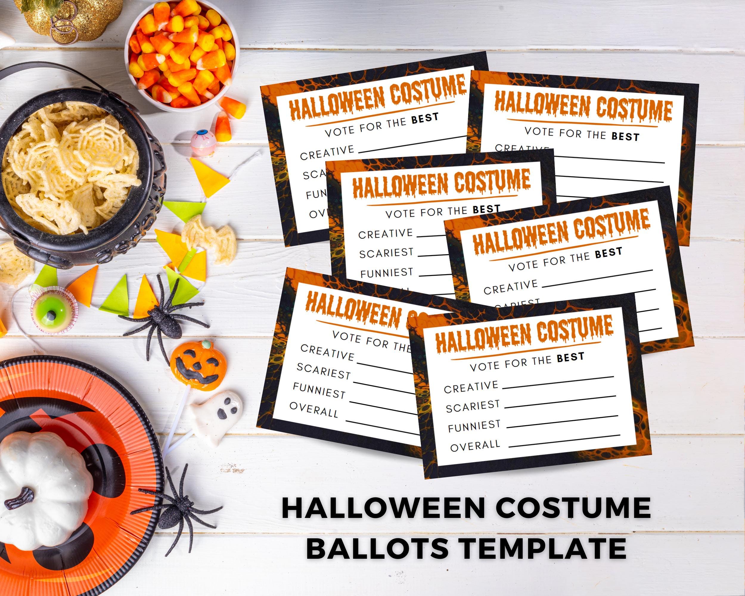 Halloween Ballots & Awards Set - DIY Template Bundle, Editable Costume ...