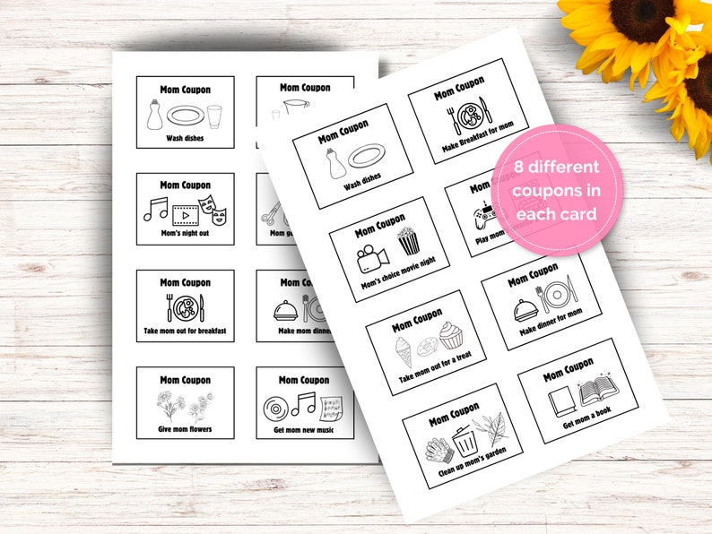 Mother's Day Coloring Coupon Card, Mother's Day Colouring Card, Mother ...