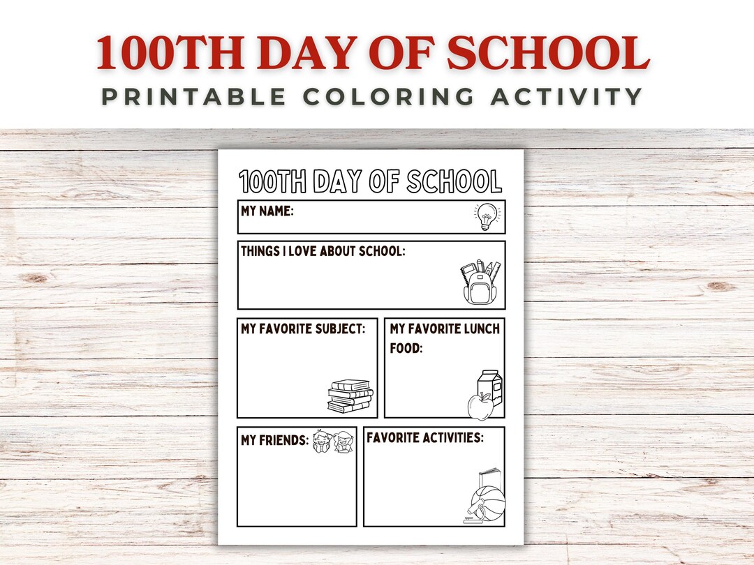 Celebrate the 100th Day of School With Fun Kids Activity Coloring Page ...
