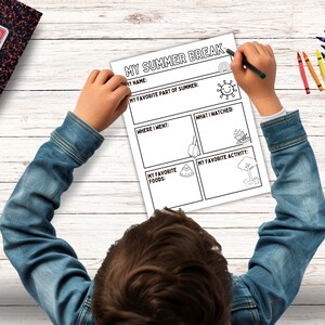 End of Summer Break Coloring Printable Fun School Activity for Kids ...