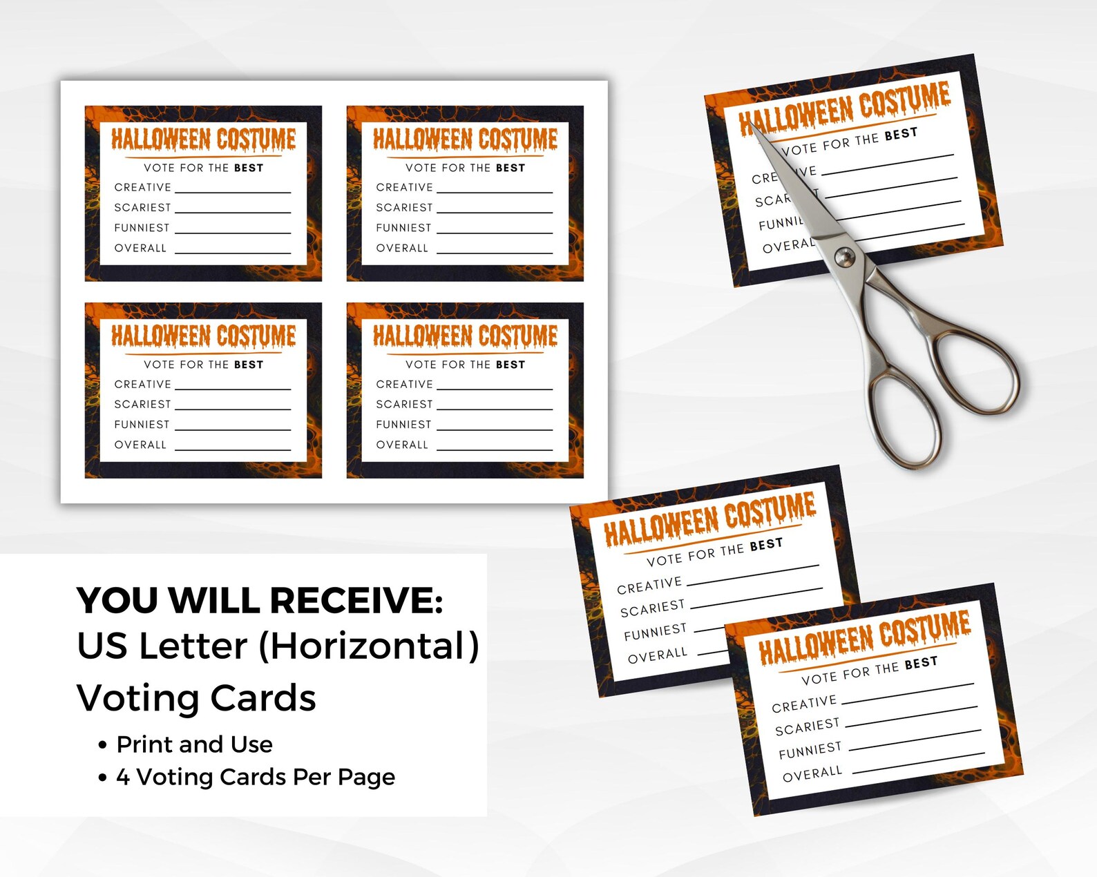 Halloween Ballots & Awards Set - DIY Template Bundle, Editable Costume ...
