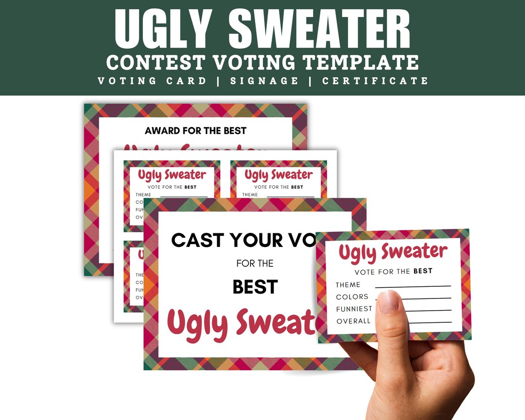 Ugly Sweater Christmas Contest - Printable Ballots & Awards Template ...