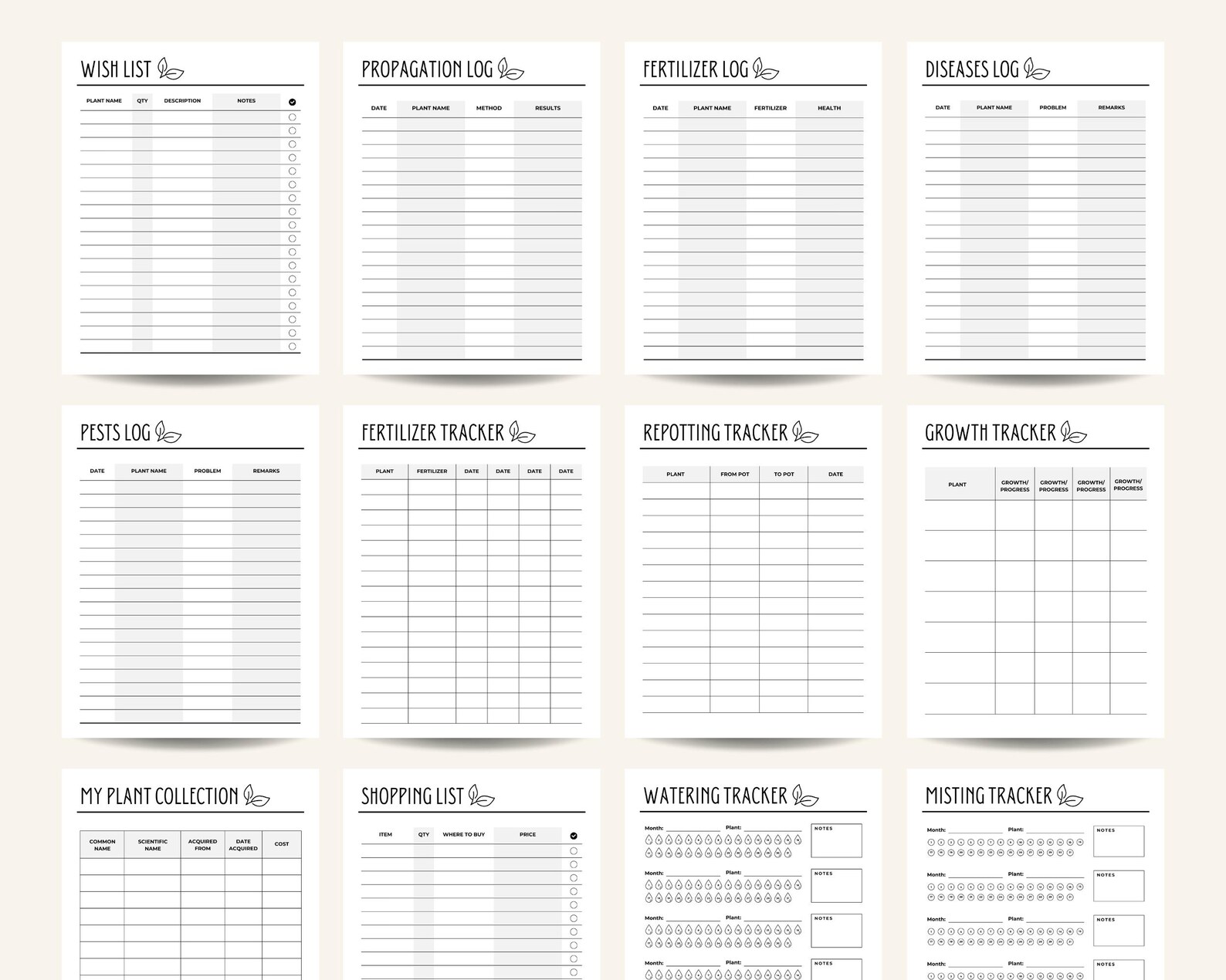House Plant Digital Planner, Indoor Garden Lover Tracker: Botanical ...
