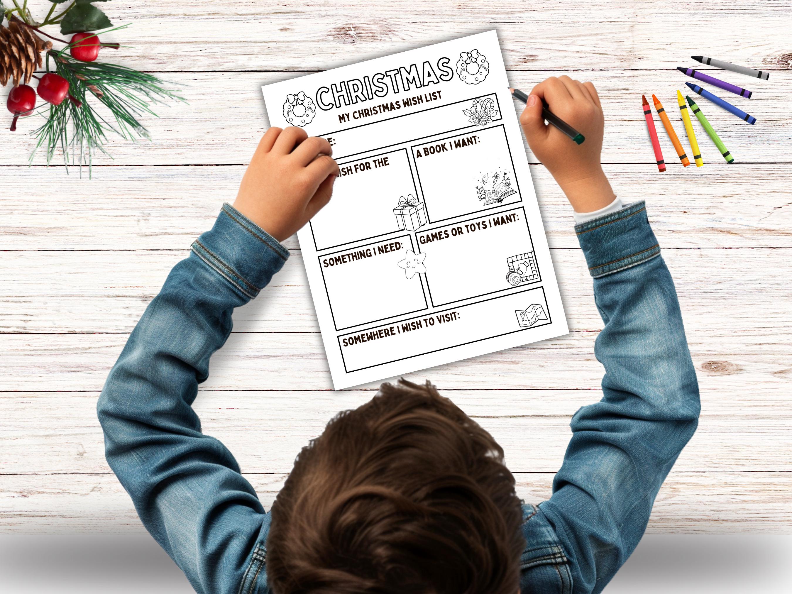 Kids Christmas Wish List Printable Coloring Page - Fun Holiday Activity ...