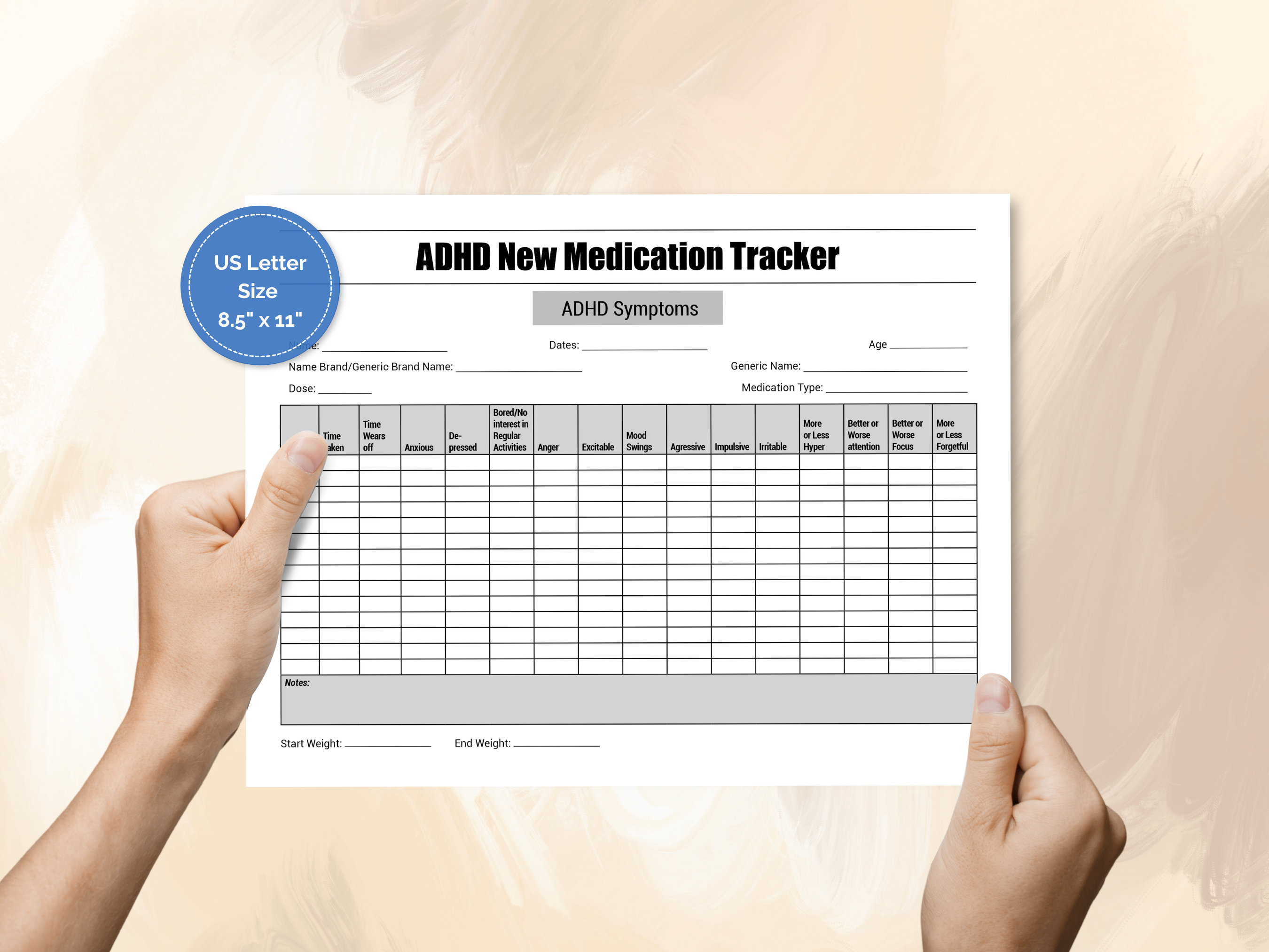 ADHD New Medication Tracker, Printable for Tracking ADHD Medicine, ADD ...