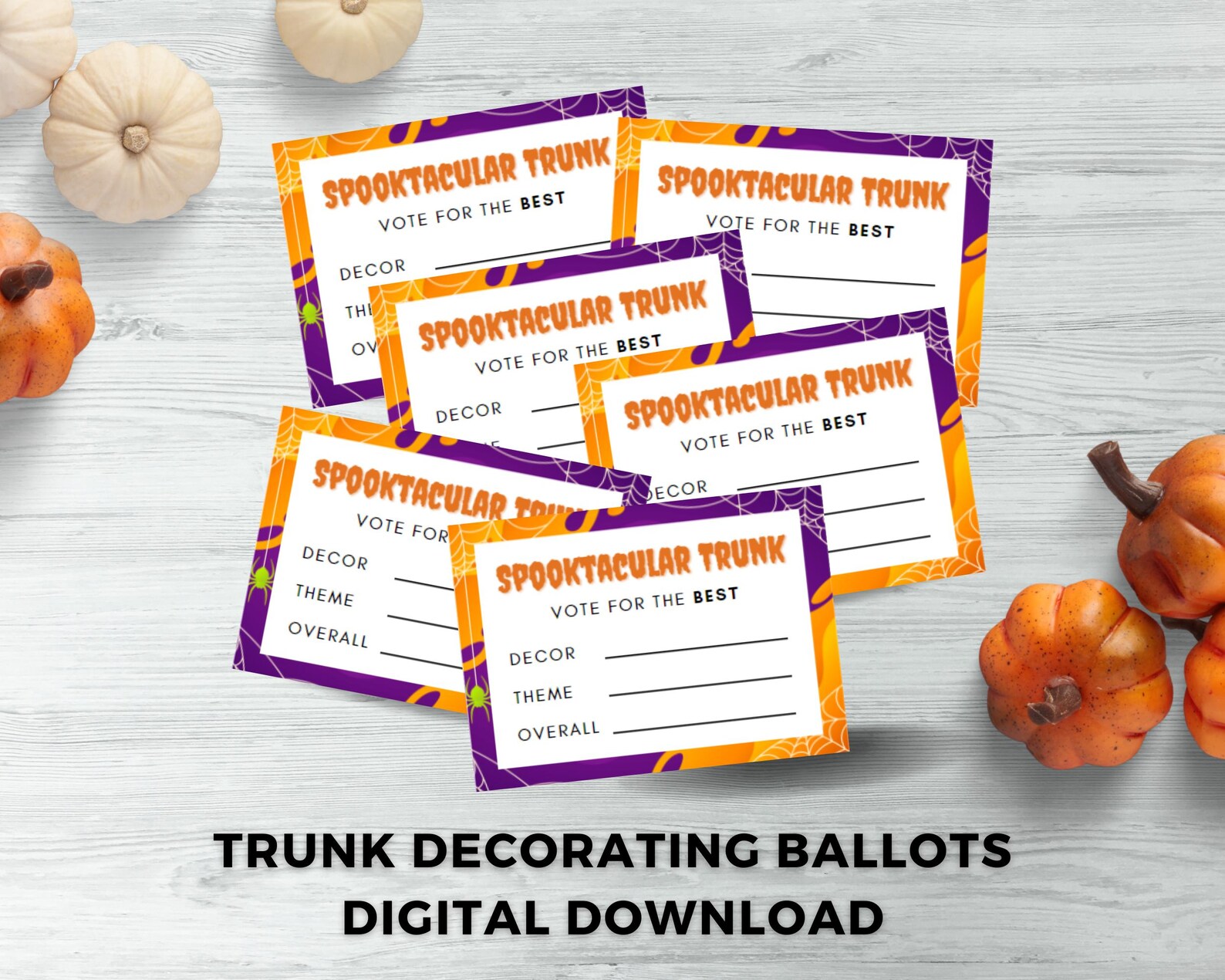 Trunk or Treat Contest Ballots & Awards Set - Printable, DIY Halloween ...