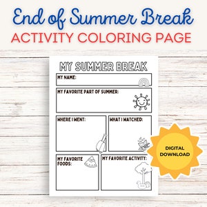 End of Summer Break Coloring Printable - Fun School Activity for Kids ...