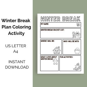 Winter Break Coloring Printable for Kids - Fun Activity Sheet, Kids ...