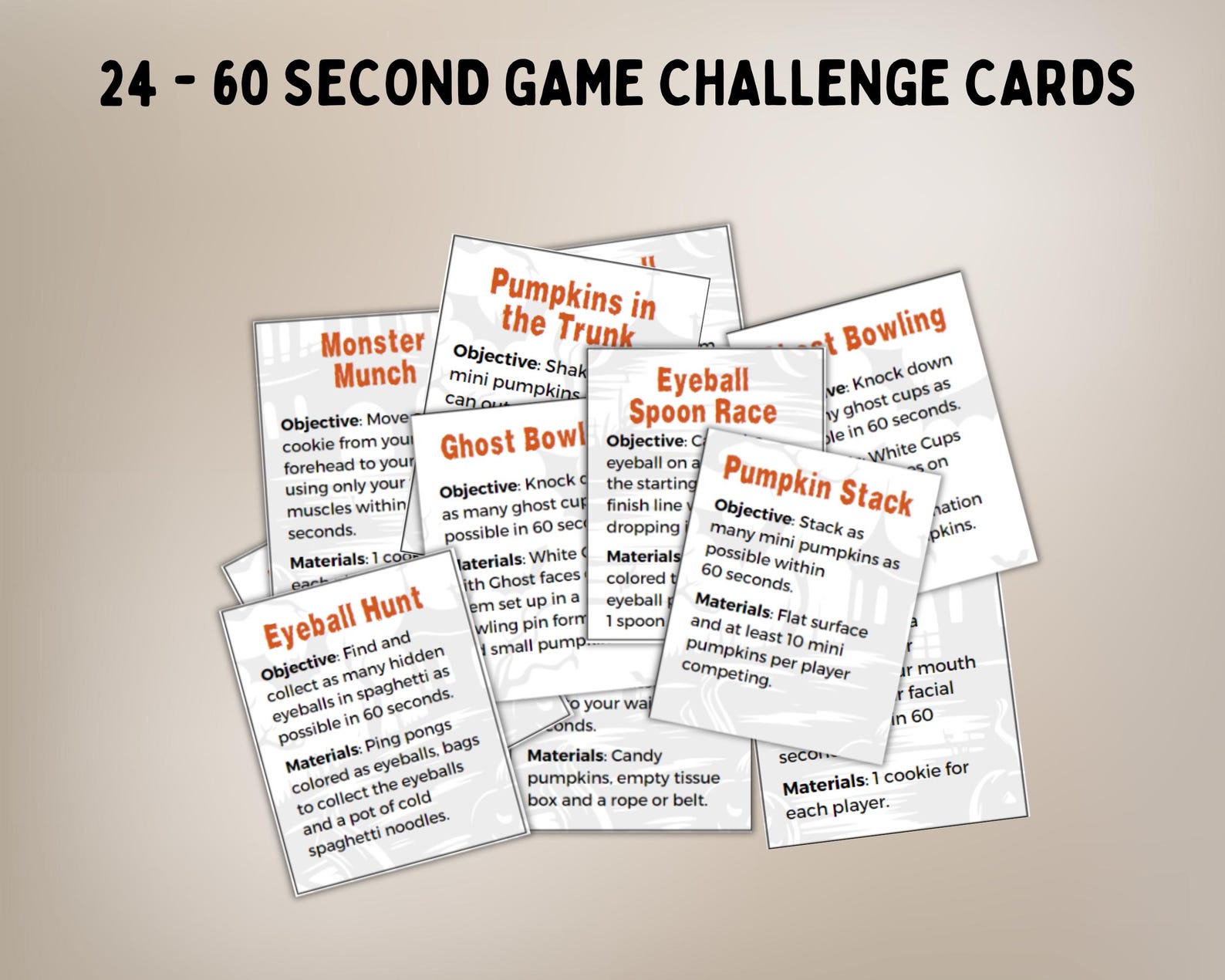 Fun Halloween Party 60 Second Games - Instant Printable for Teens ...
