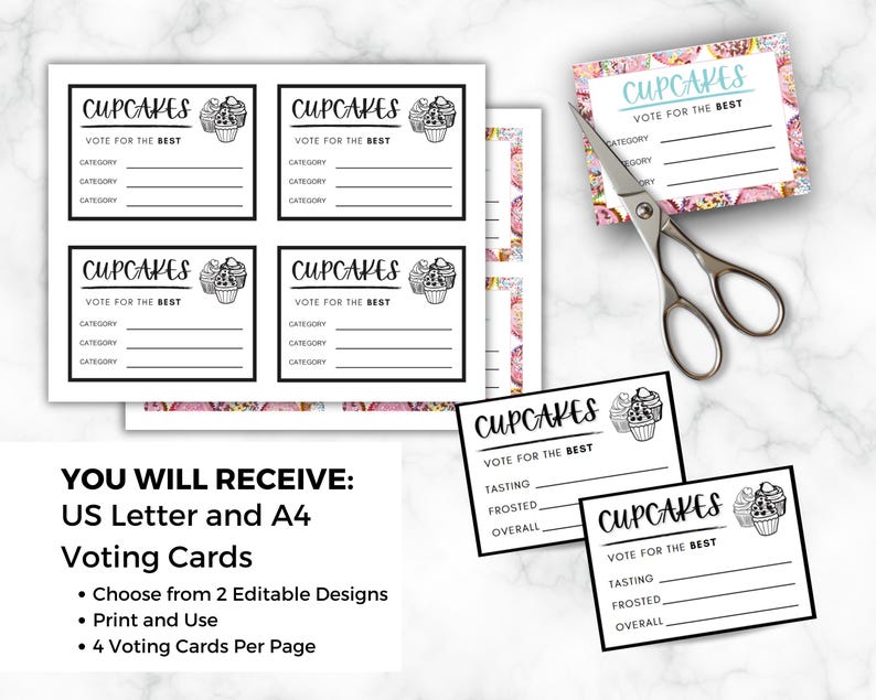 Cupcake Contest Printable Template Kit | Bake-off Ballots ...