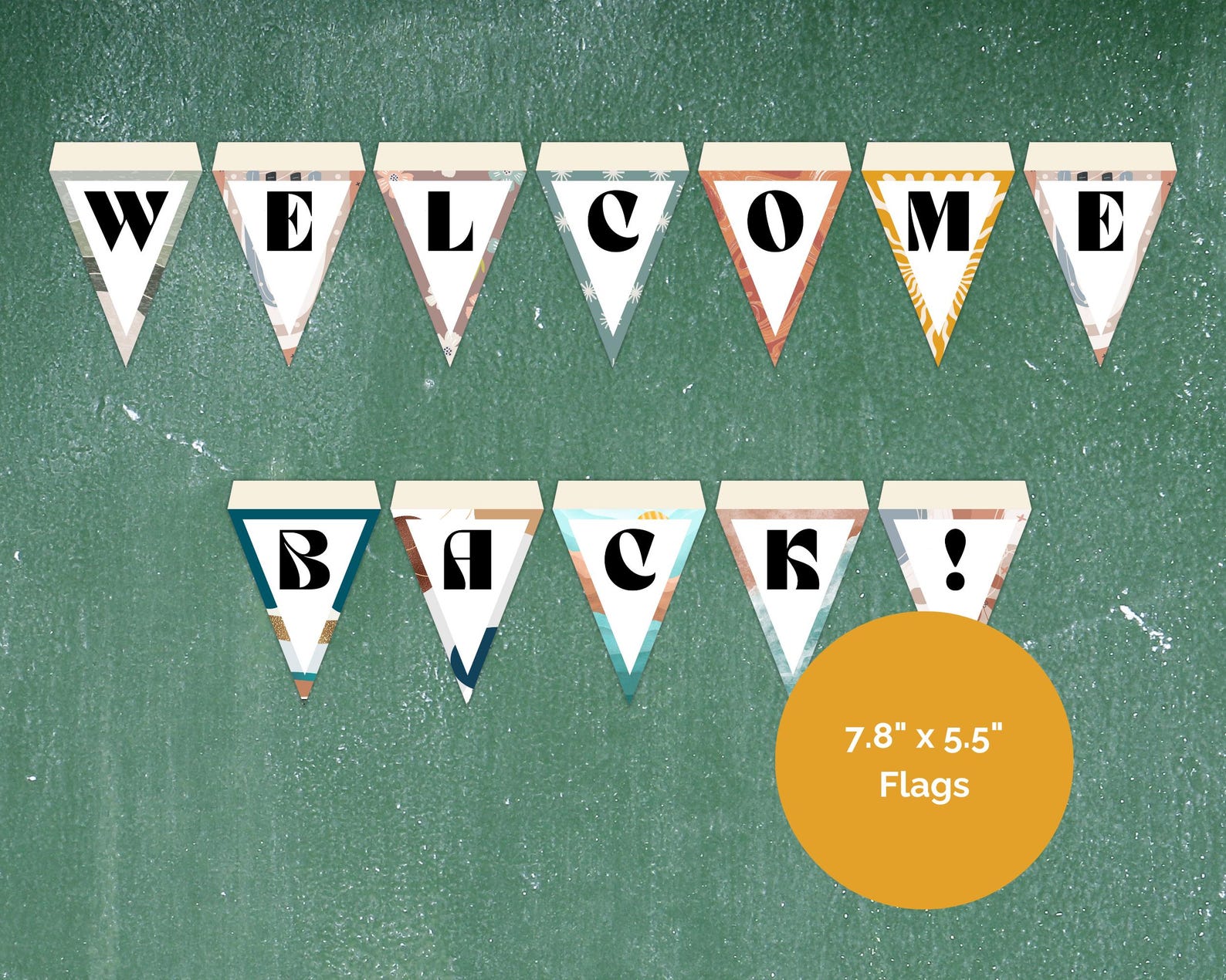 Boho Back to School Bulletin Flags Banner - Classroom Decor Set ...