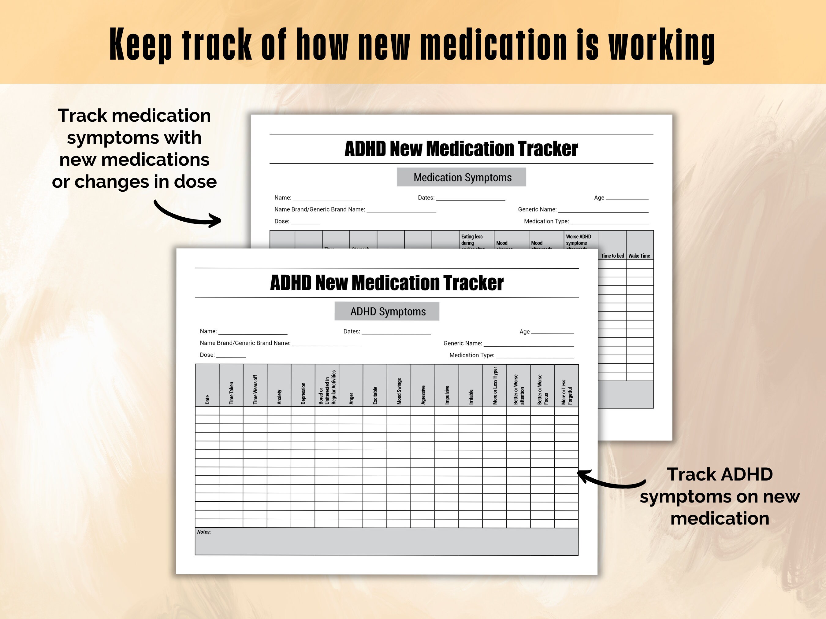 ADHD New Medication Tracker, Printable for Tracking ADHD Medicine, ADD ...