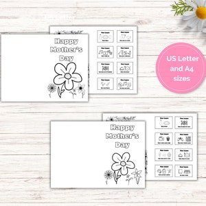 Mother's Day Coloring Coupon Card, Mother's Day Colouring Card, Mother ...