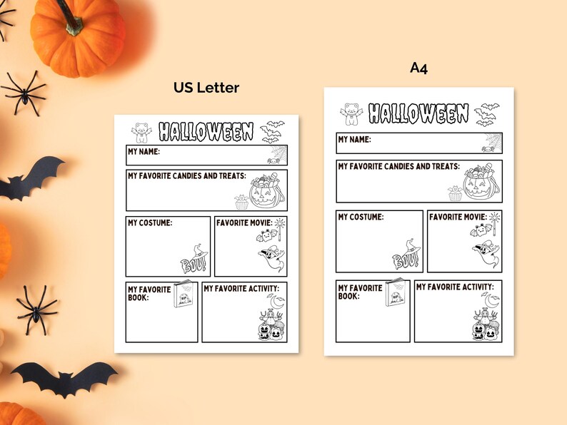 Spooky Halloween Activity Coloring Page - Fun for Home or School, DIY ...