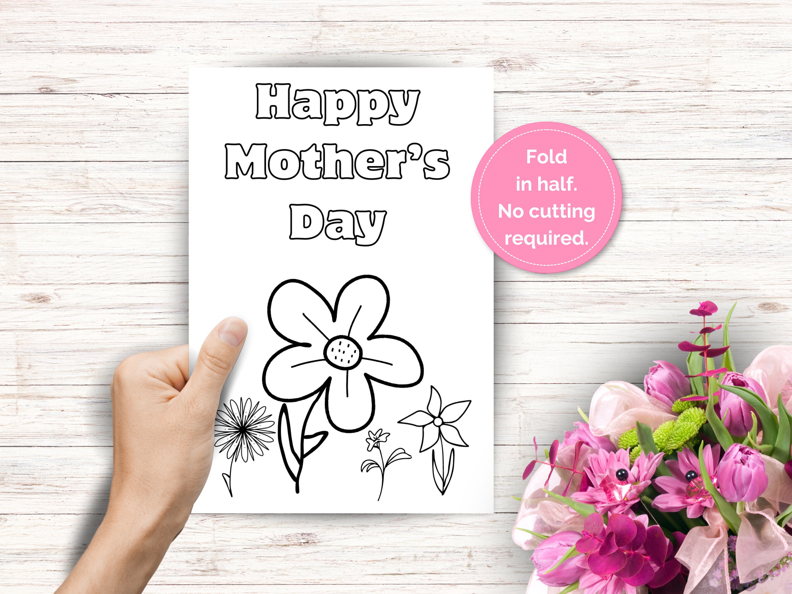 Mother's Day Coloring Coupon Card, Mother's Day Colouring Card, Mother ...