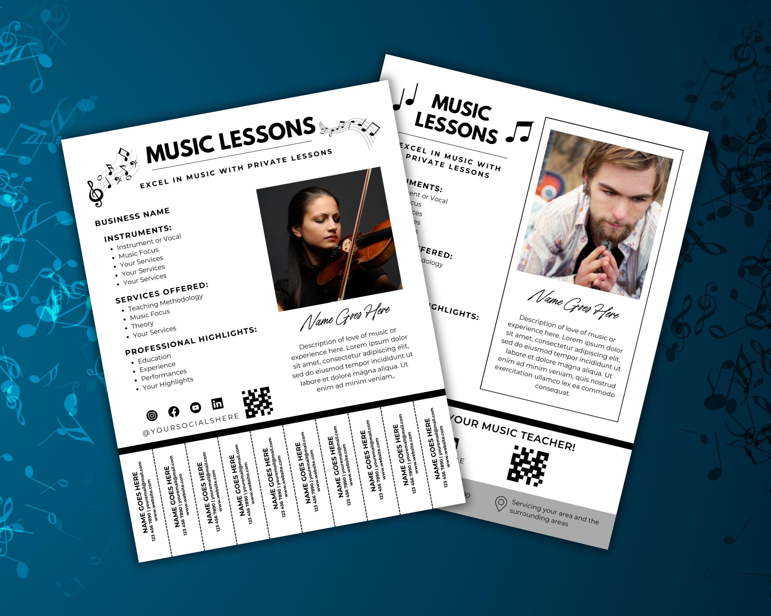 Music Lessons Tear off Flyer Template - Professional Design ...