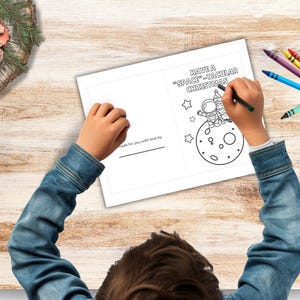 Space Christmas Coloring Cards - Printable Holiday Set, Galactic ...