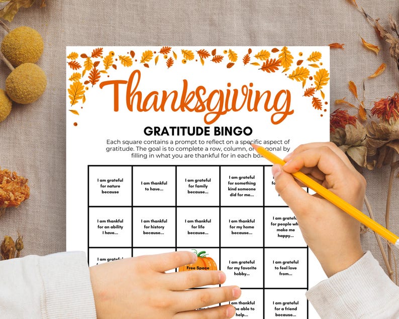 Gratitude Bingo Game Set for Thanksgiving Fun, Thanksgiving Bingo: A ...