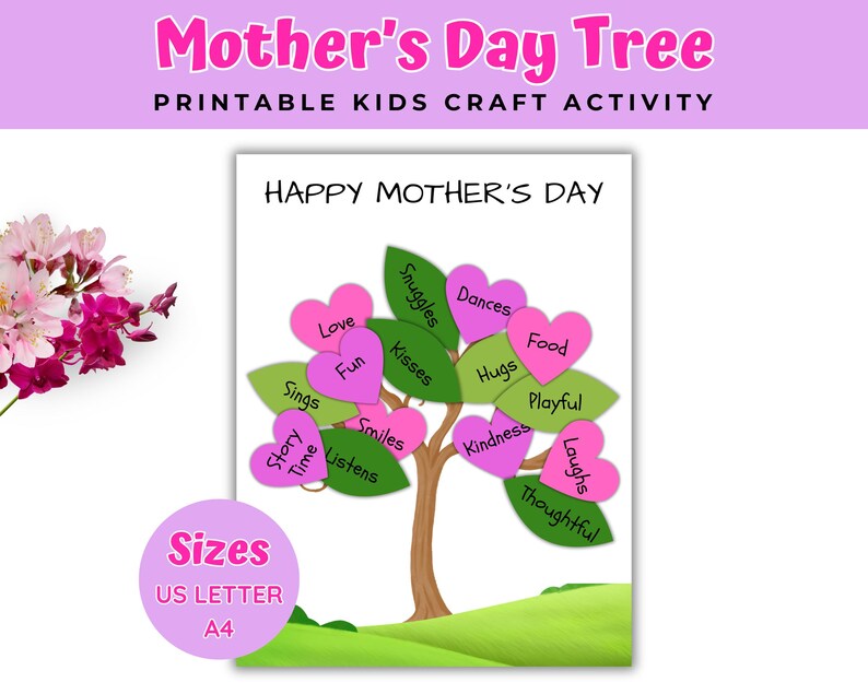 Mother's Day Printable Tree Craft - Fun DIY Activity, Customizable ...