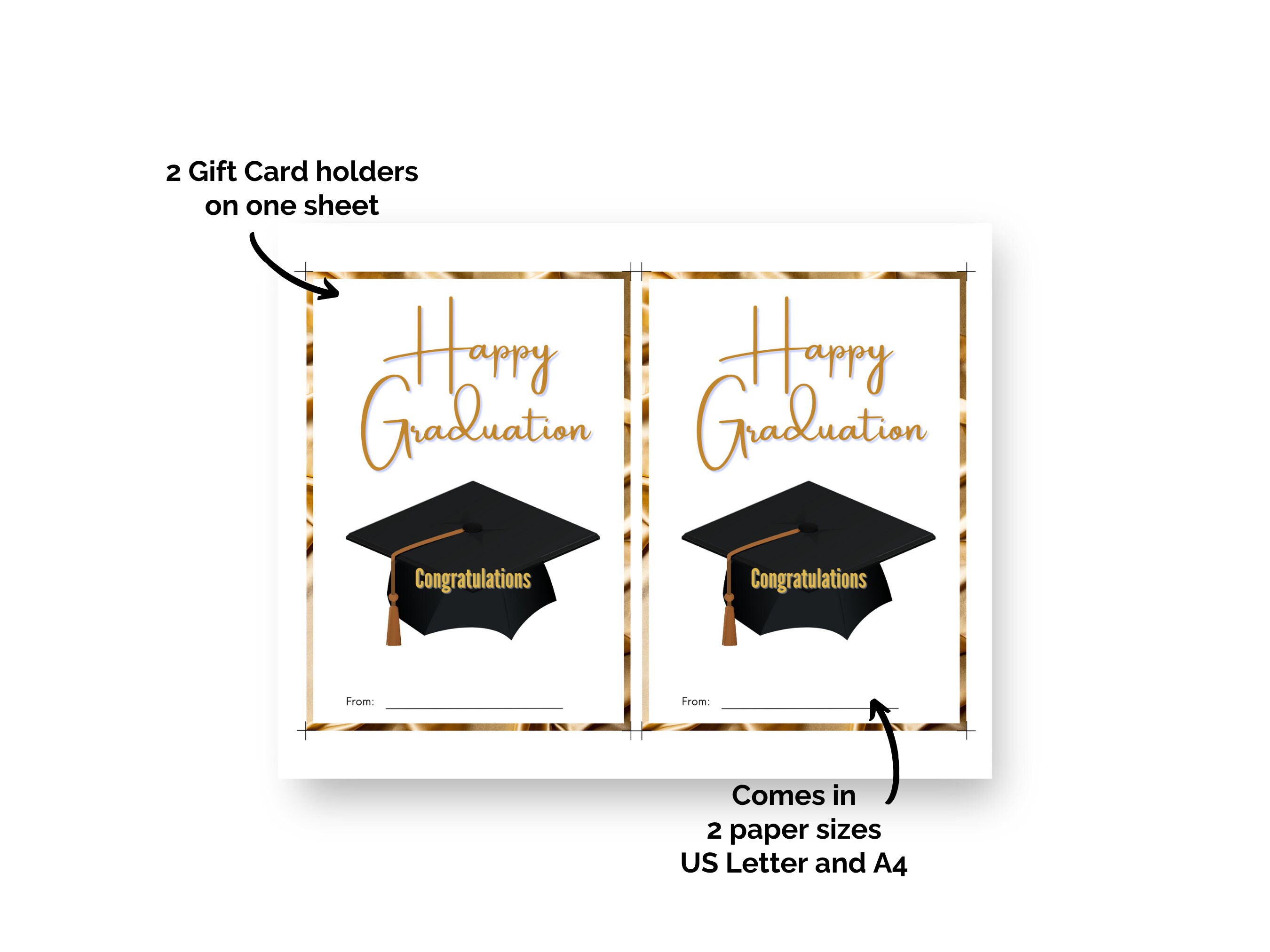 Graduation Cap Printable Gift Card Holder Instant Download, DIY ...