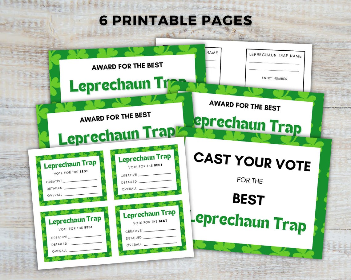 Leprechaun Trap Contest Set Bundle With Ballots and Awards, Printable ...
