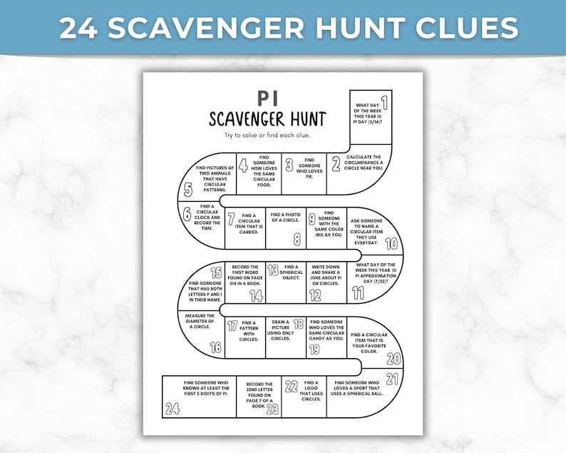 Fun Pi Scavenger Hunt Printable Activity for Math Lovers, Educational ...