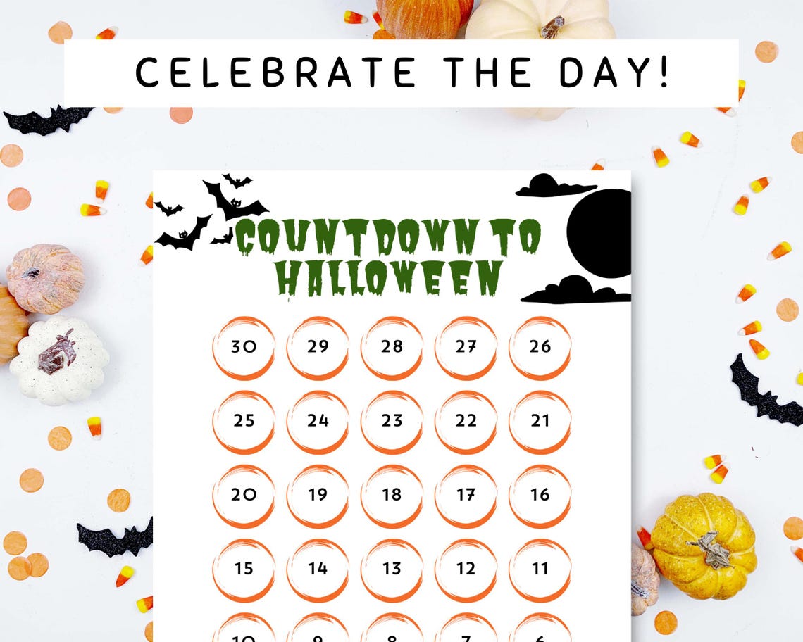 Spooky 30 Day Halloween Countdown Printable - DIY Decor for October Fun ...