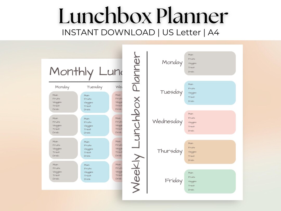 Lunchbox Meal Prep Made Easy With Colorful Weekly and Monthly ...