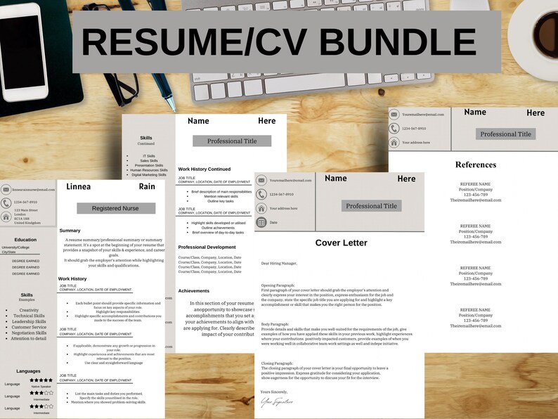 Resume, Resume Template, CV, CV Template, Editable, Customise, Canva ...