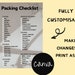 Packing Checklist, Notes, Editable, Printable, Template, Vacation ...