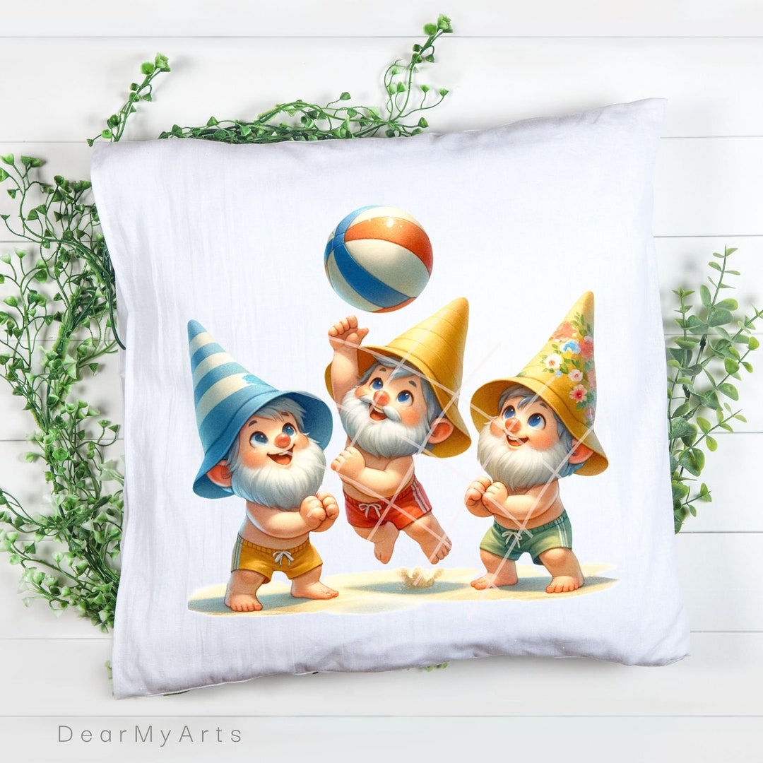 Summer Gnome Clipart, Beach Volleyball Gnomes, Watercolor Beach Gnomes ...