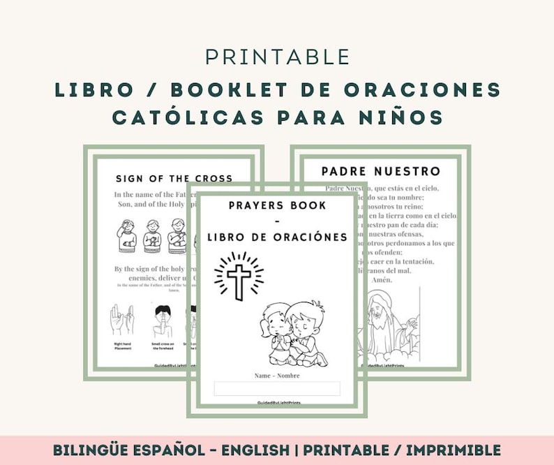 Bilingual Catholic Prayer Booklet for Children (printable Digital ...