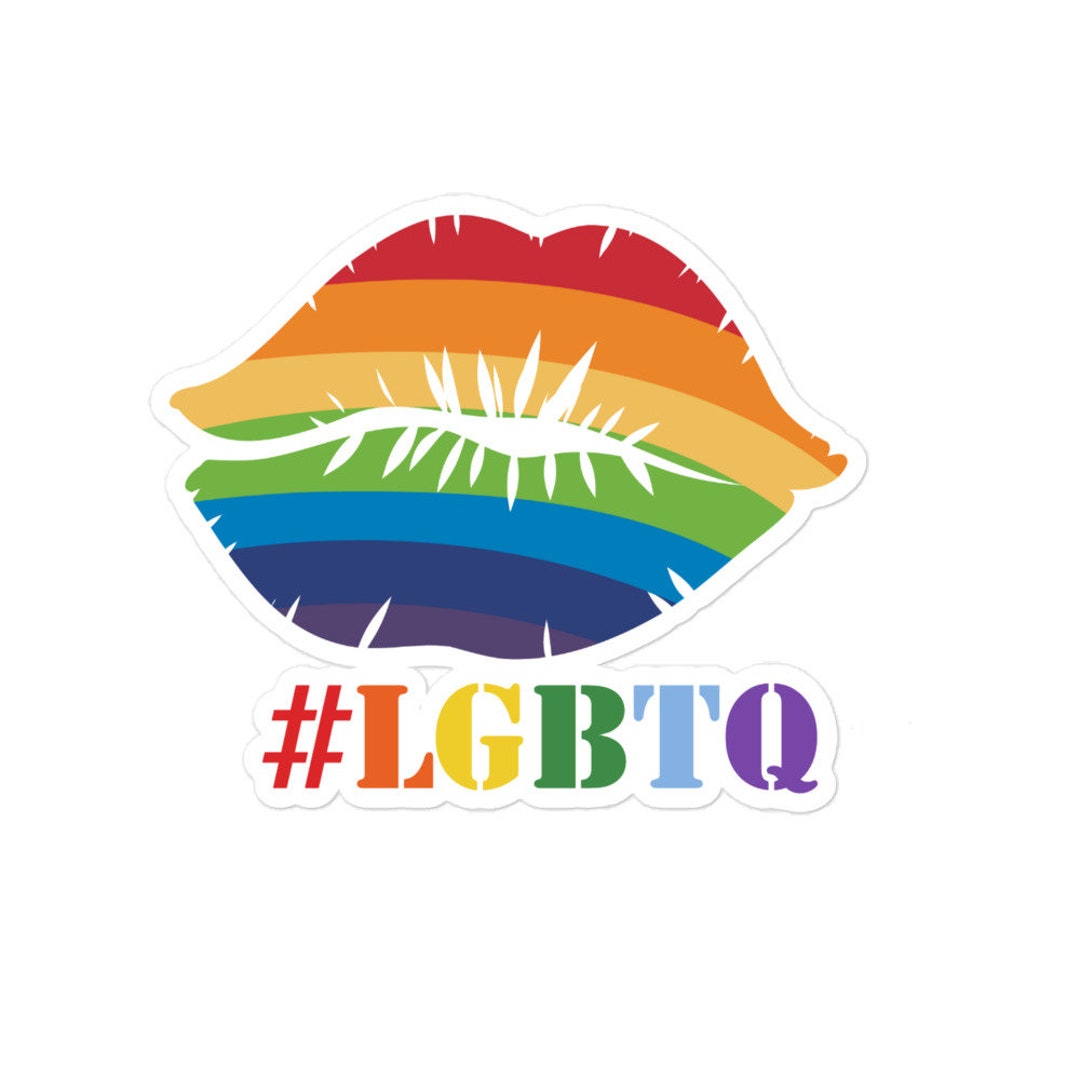 Rainbow LGBTQ Lips Sticker - Etsy
