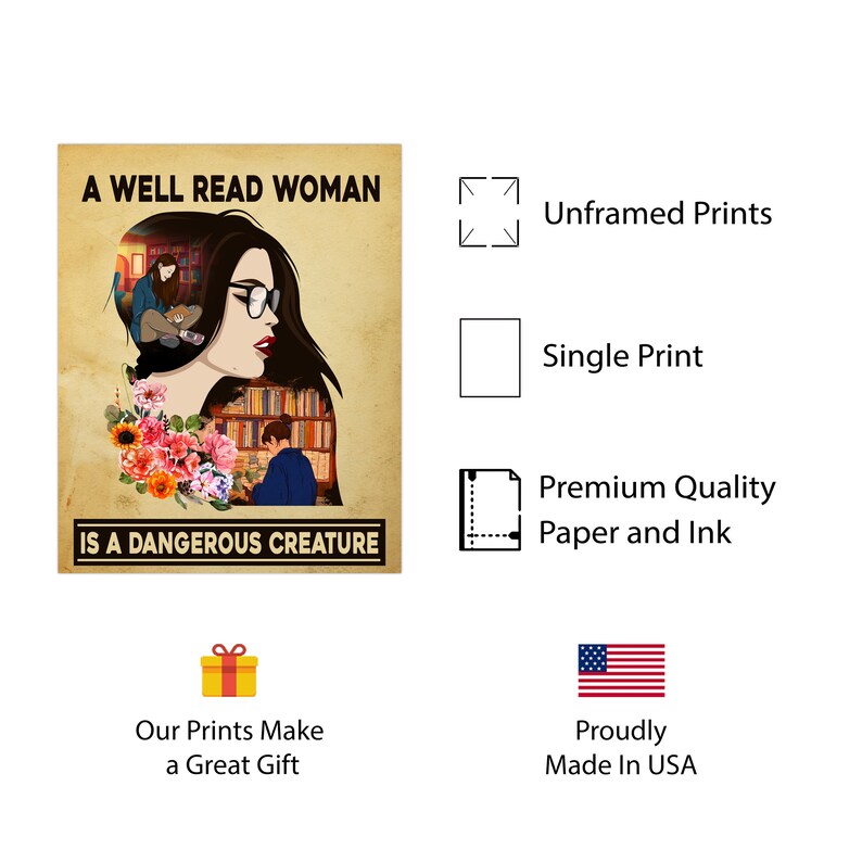 Well-read Woman Poster, Literary Wall Art, Feminist Quote Print, Book ...