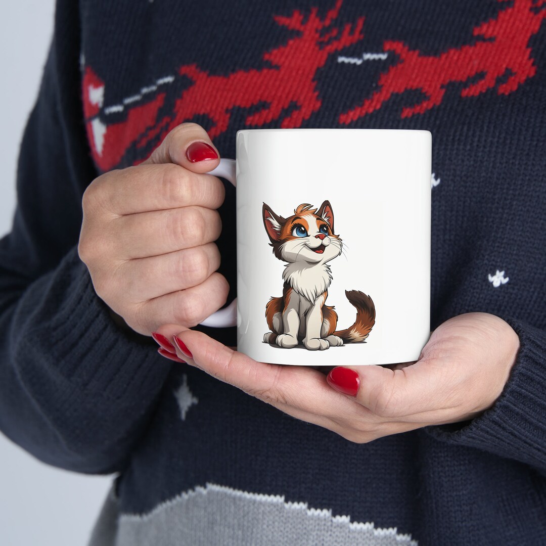 Cartoon Cat Mug, 11oz - Etsy