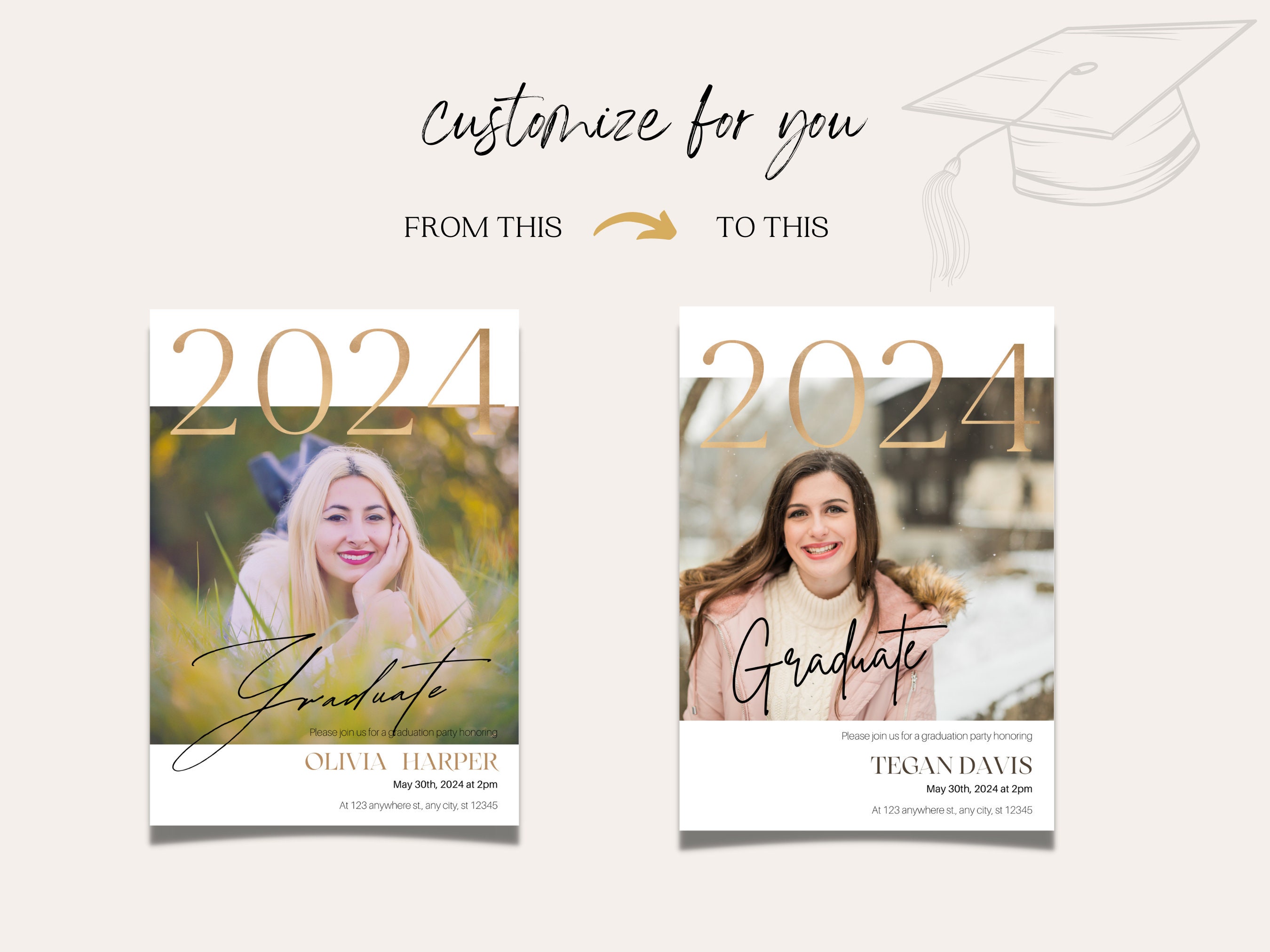 Graduation Invitation Template, Senior Graduate Announcement Template ...