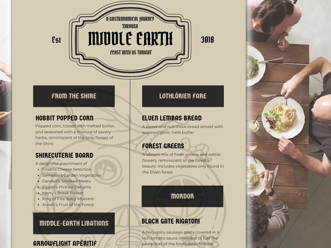 Lord of the Rings Movie Marathon Menu Instant Download - Etsy